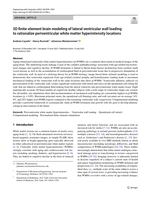 3D finite-element brain modeling of lateral ventricular wall loading to ...