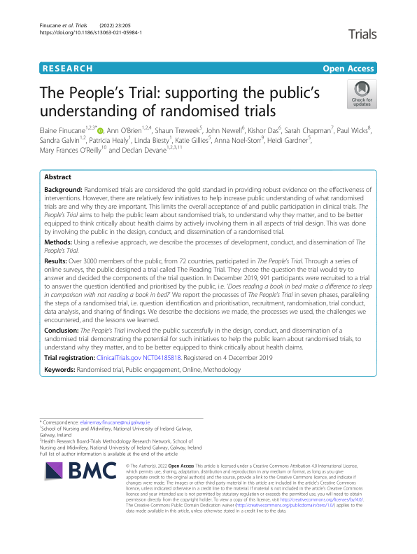 The People’s Trial: supporting the public’s understanding of randomised ...