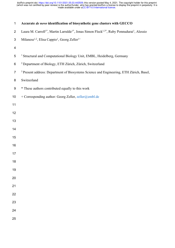 Accurate de novo identification of biosynthetic gene clusters with GECCO
