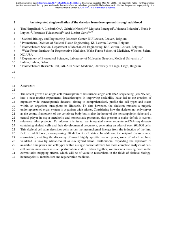 An integrated single-cell atlas of the skeleton from development through adulthood