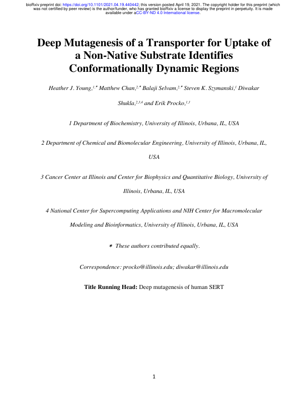 Deep Mutagenesis of a Transporter for Uptake of a Non-Native Substrate ...