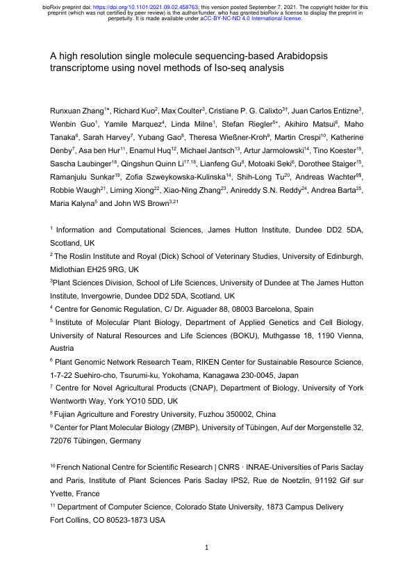 A high resolution single molecule sequencing-based Arabidopsis transcriptome using novel methods ...