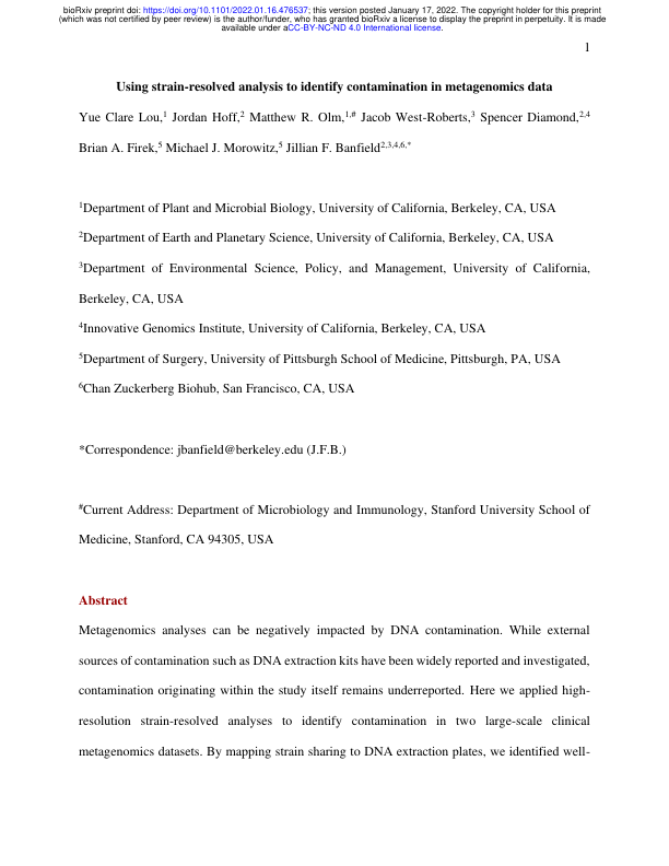 Using strain-resolved analysis to identify contamination in ...