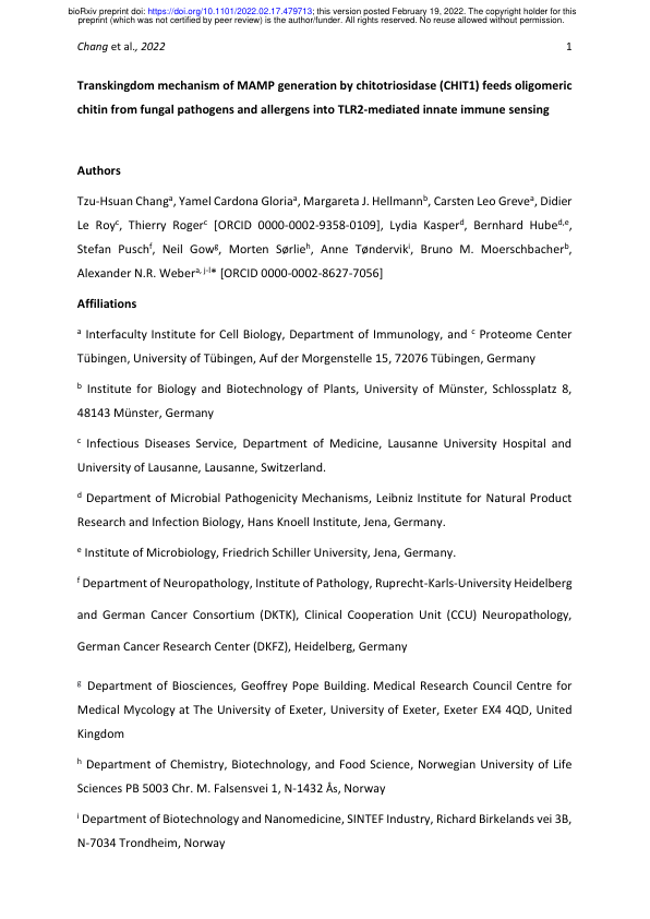 Transkingdom mechanism of MAMP generation by chitotriosidase (CHIT1 ...