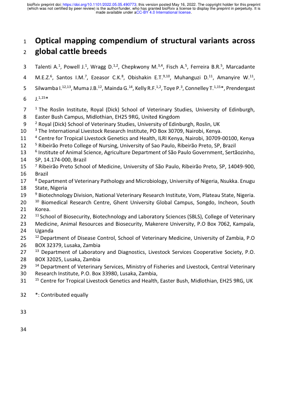 Optical mapping compendium of structural variants across global cattle ...