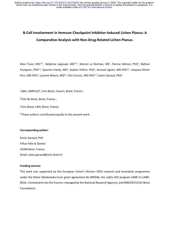 B-Cell Involvement in Immune Checkpoint Inhibitor-Induced Lichen Planus ...